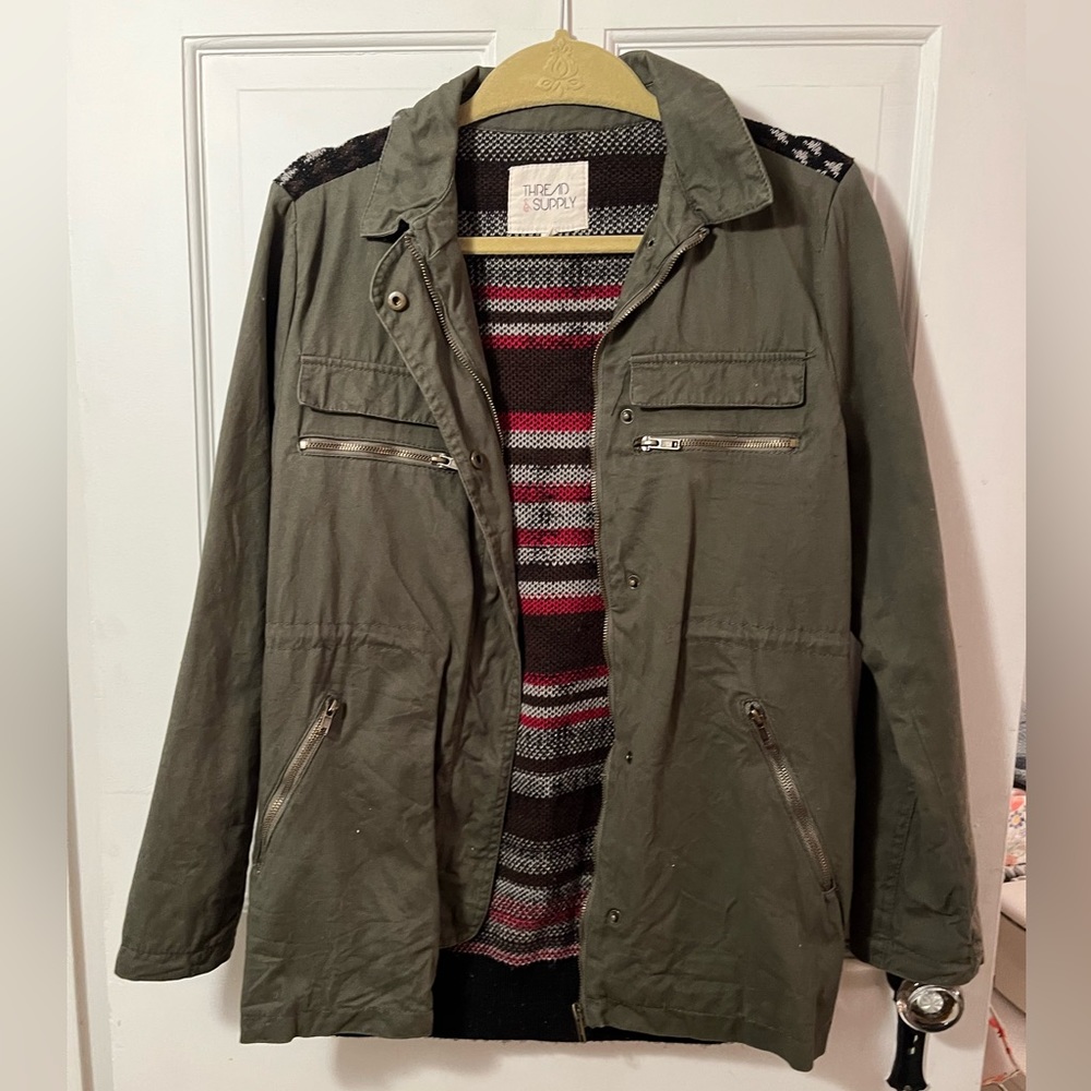 Urban Outfitters Knit-Back Utility Jacket - Gem